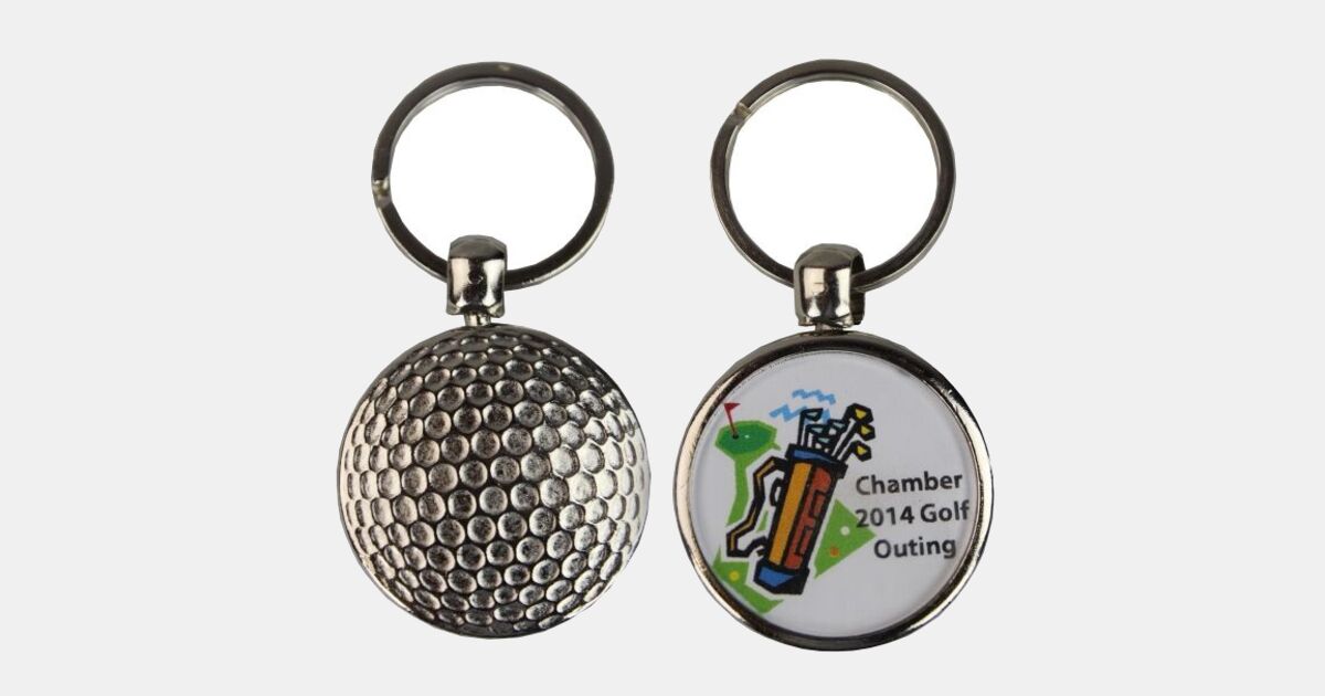Golfball Keytag with your logo | MiniThrowBalls.com
