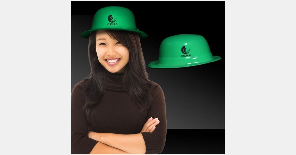 Custom Printed Green Derby Hat with your logo | MiniThrowBalls.com