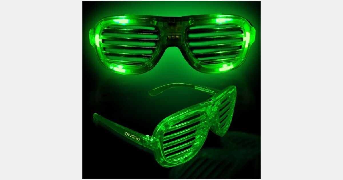 Custom Printed Green Light-Up LED Slotted Glasses with your logo ...