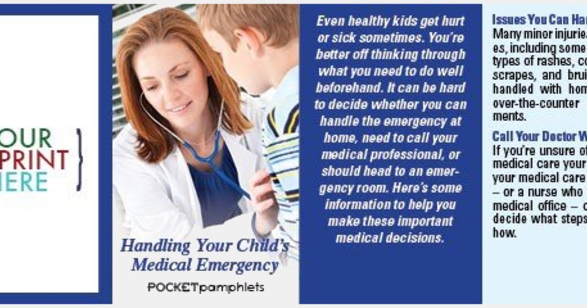 Handling Your Child's Medical Emergency Pocket Pamphlet USA Made with ...