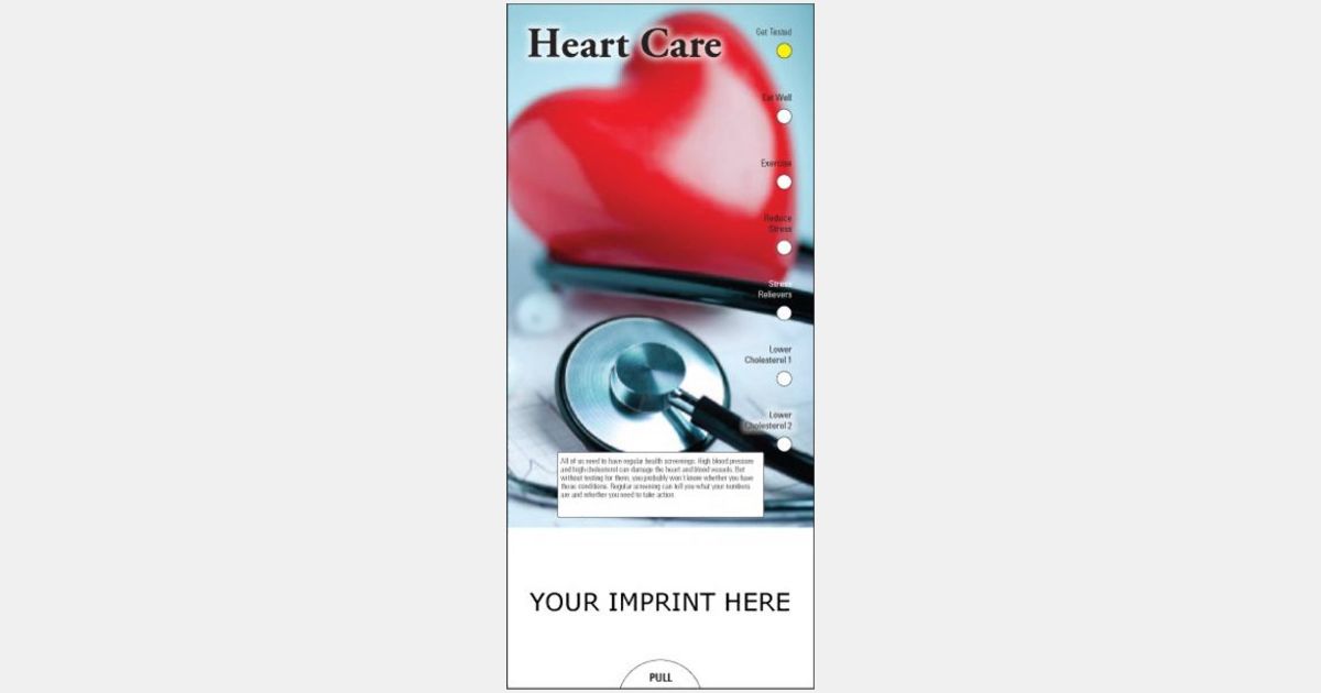 Heart Care Slide Chart with your logo | MiniThrowBalls.com