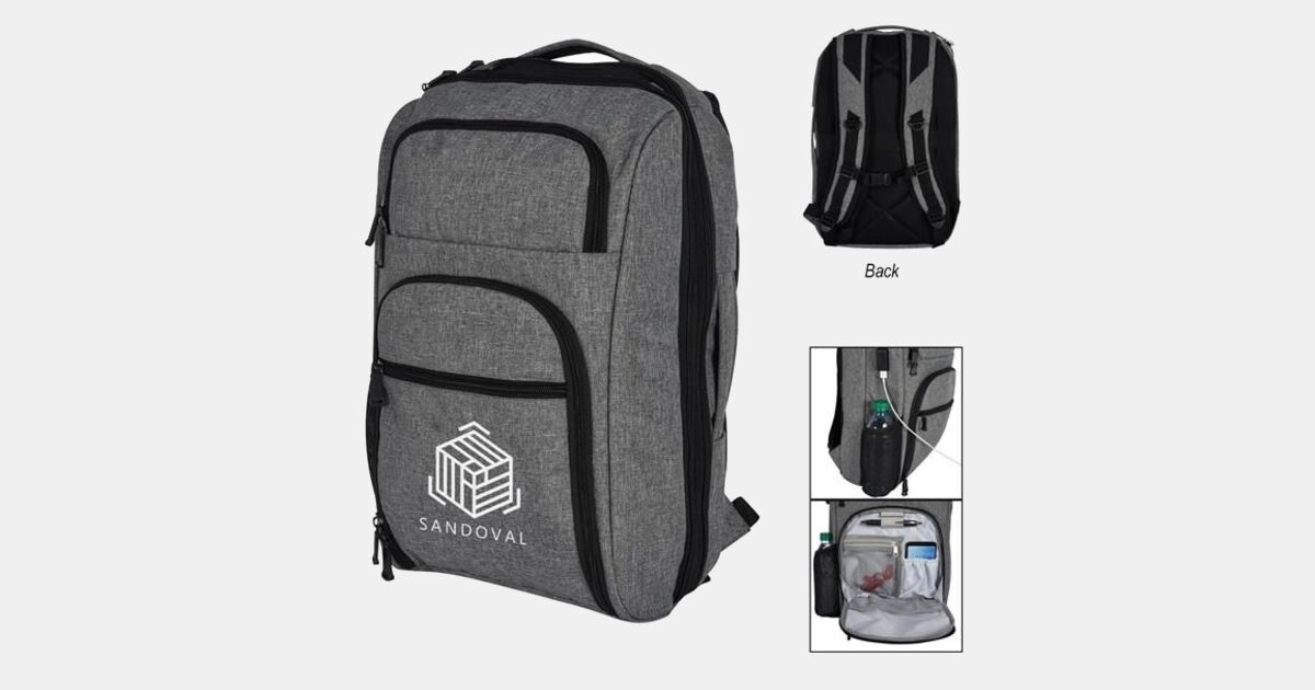 Heathered Rfid Laptop Backpack & Briefcase with your logo ...
