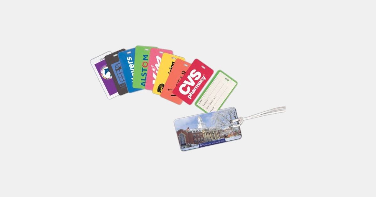 Custom Printed Hi-Flyer Luggage Tag with your logo | MiniThrowBalls.com