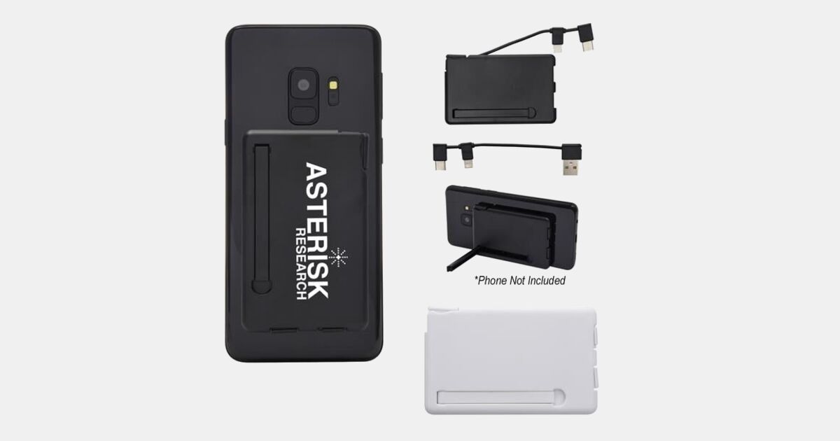 Hideaway Slim 3-In-1 Charging Cable Phone Stand with your logo ...