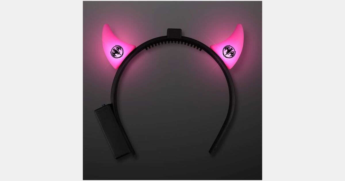 Custom Printed Hot Pink Devil Horns with LEDs with your logo ...