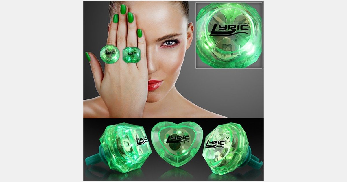 Huge Gem Assorted Style Lighted Rings with your logo | MiniThrowBalls.com