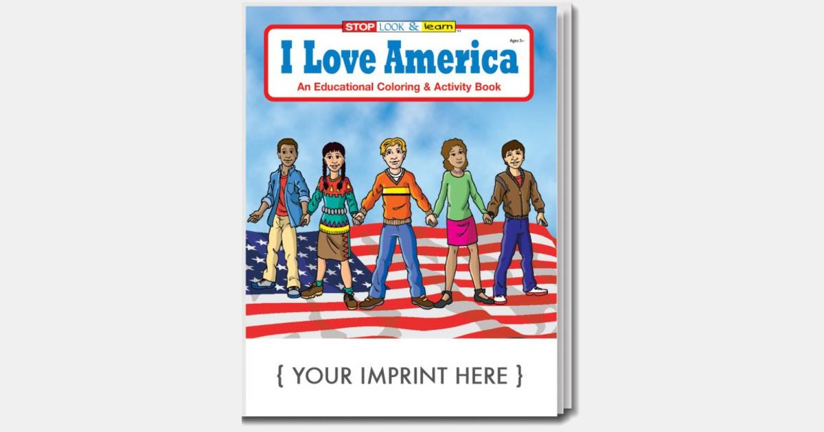 I Love America Coloring And Activity Book USA Made with your logo ...