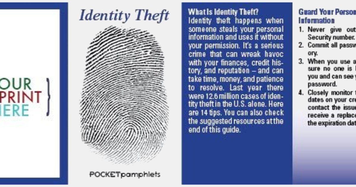 IDentity Theft Pocket Pamphlet with your logo | MiniThrowBalls.com