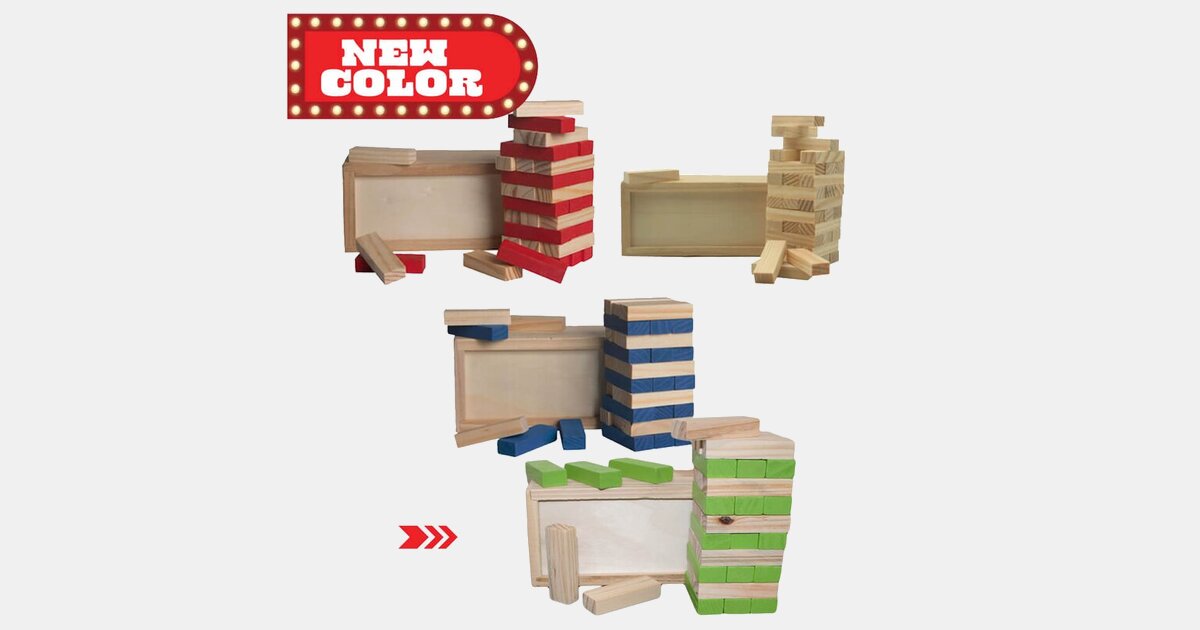 Imprinted Wooden Tower Puzzle with your logo | MiniThrowBalls.com