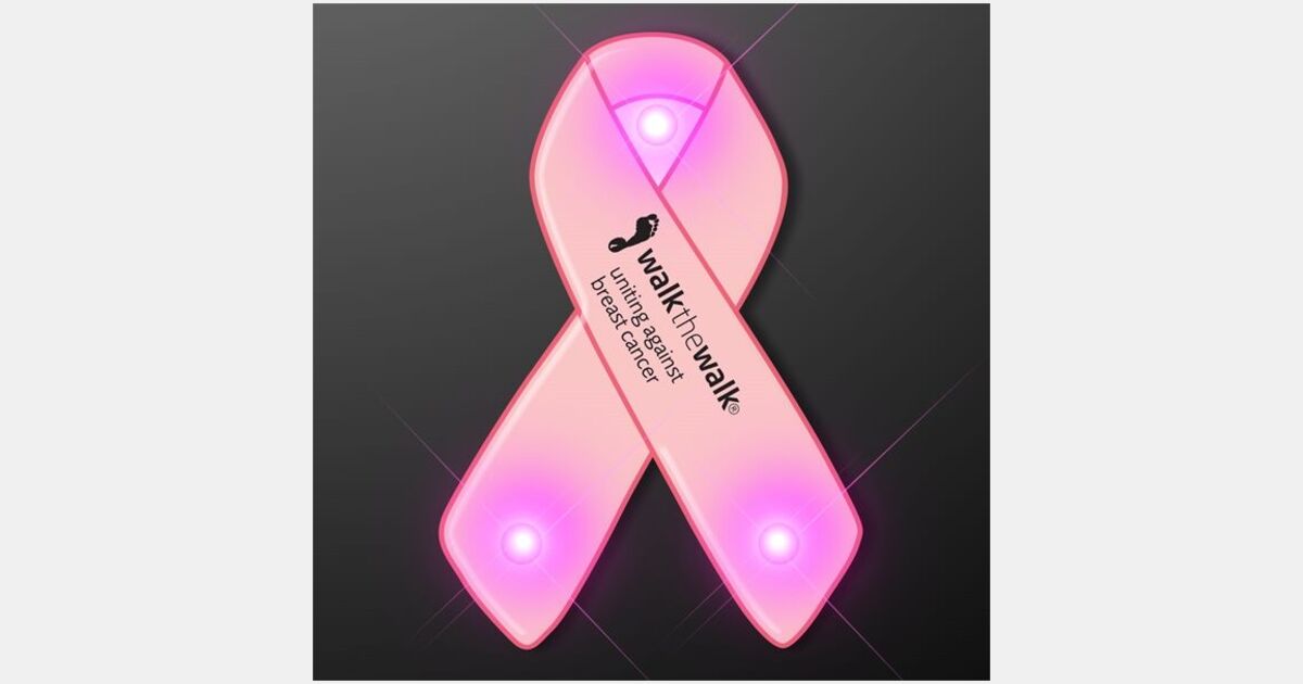 Light Up Pink Ribbon Pin for Breast Cancer Awareness with your logo ...