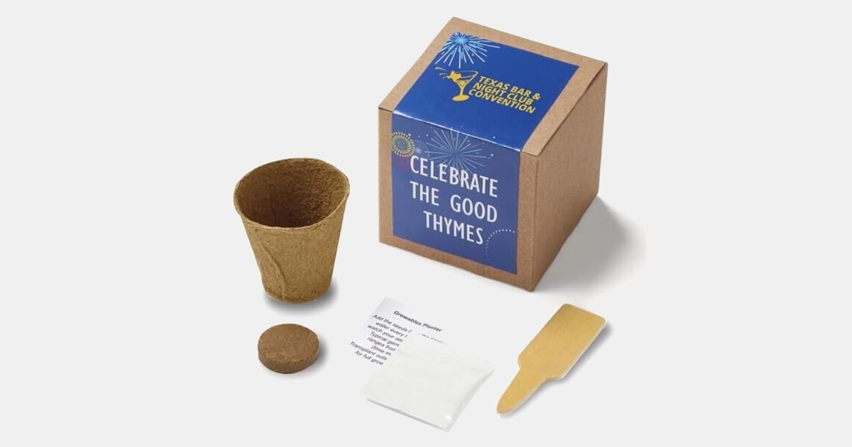 Inspirational Celebrate Good Thymes Growable Planter Kit with your logo ...