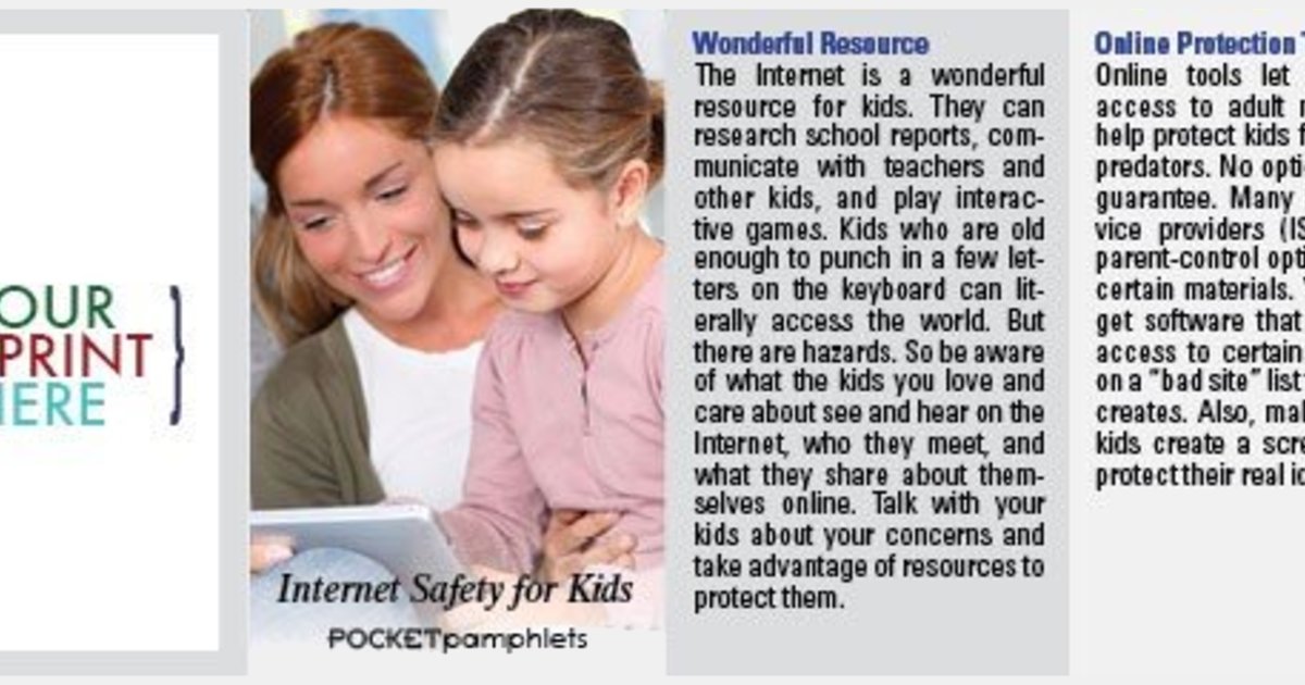 Internet Safety For Kids Pocket Pamphlet USA Made with your logo ...