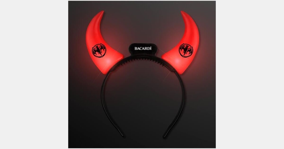 Large Devil Horns Light Up Headband with your logo | MiniThrowBalls.com