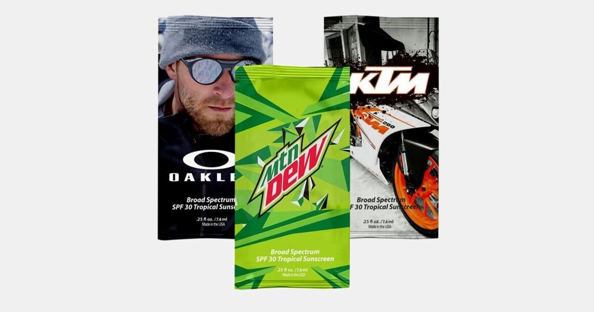 Large Sunscreen Packet SPF30 with your logo | MiniThrowBalls.com