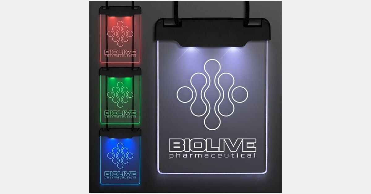 Laser Engraved - Space Glow Light Badge Necklace with your logo ...