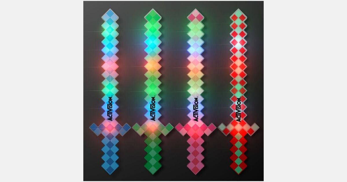 LED 8-Bit Pixel Sword with your logo | MiniThrowBalls.com
