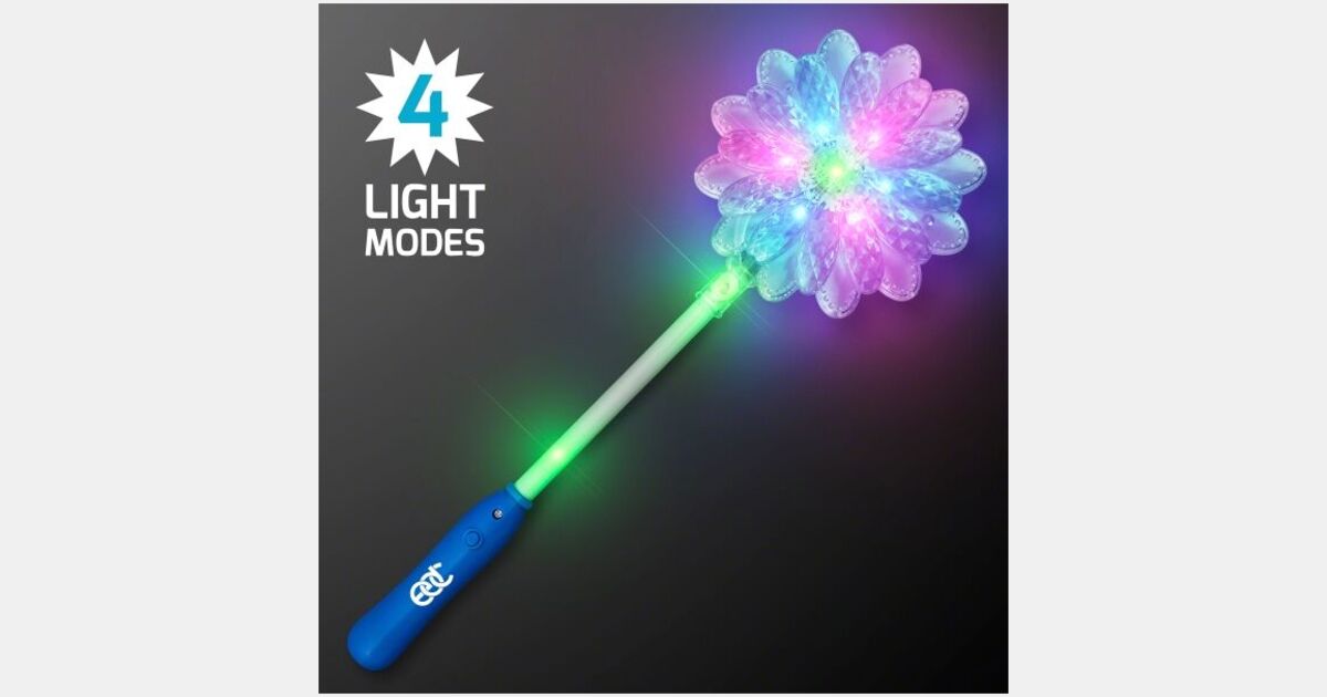 LED Daisy Flower Light Up Wand with your logo | MiniThrowBalls.com