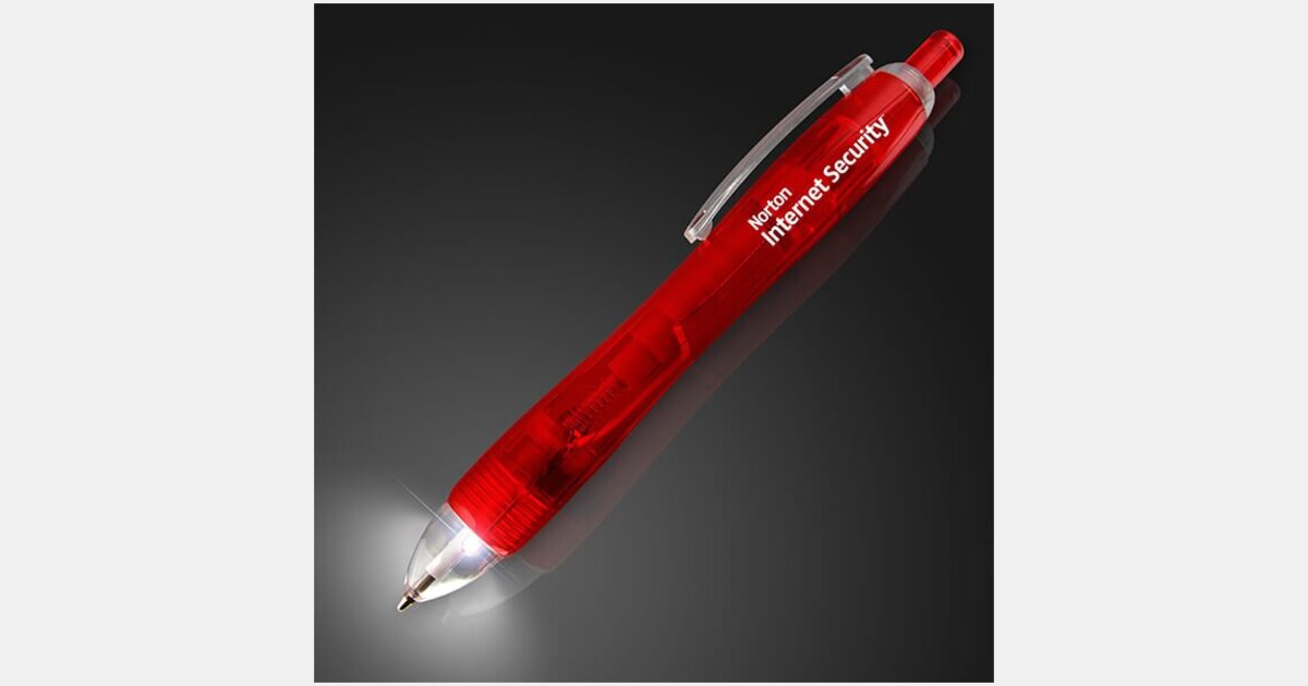 LED Light Tip Pen - Red with your logo | MiniThrowBalls.com