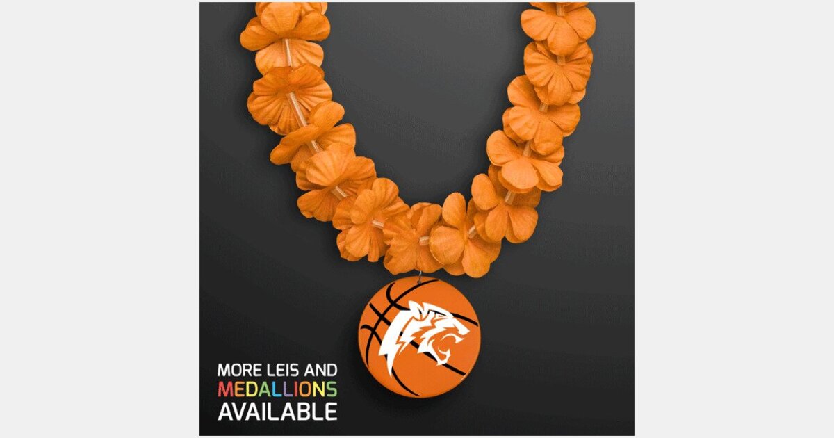 LED Orange Lei with Basketball Medallion with your logo ...