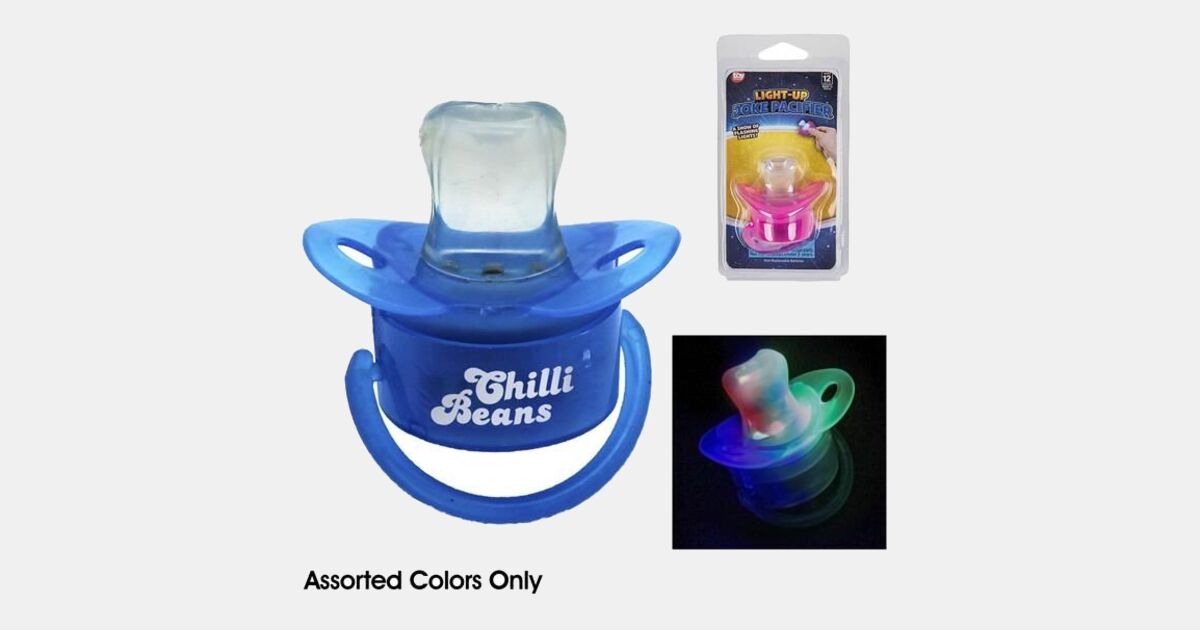 LED Party Pacifier with your logo | MiniThrowBalls.com