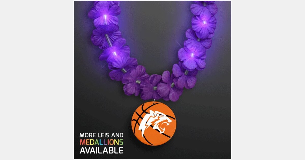 LED Purple Lei with Basketball Medallion with your logo ...