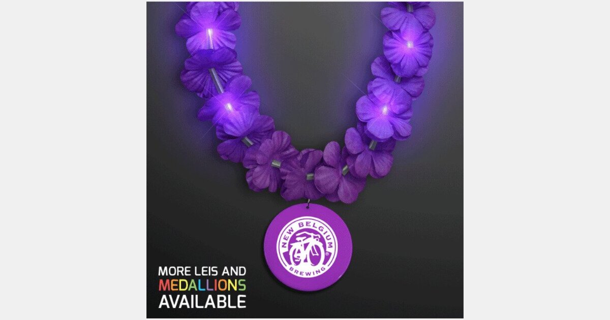 LED Purple Lei with Purple Medallion with your logo | MiniThrowBalls.com