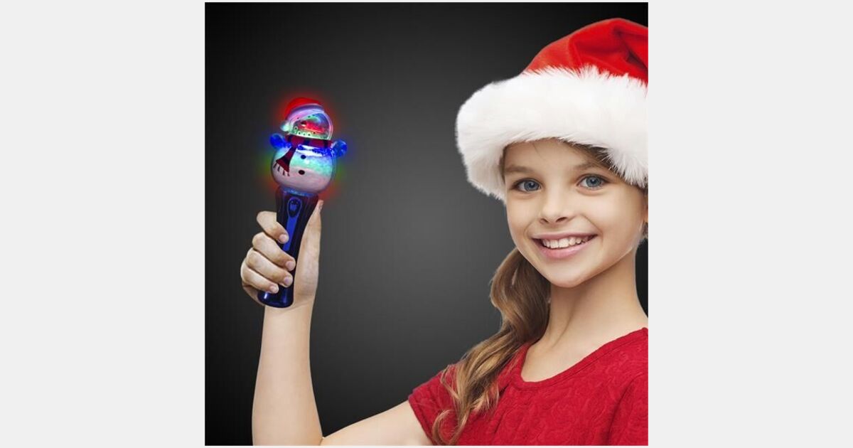 Custom Printed LED Snowman Spinner Wand with your logo | MiniThrowBalls.com