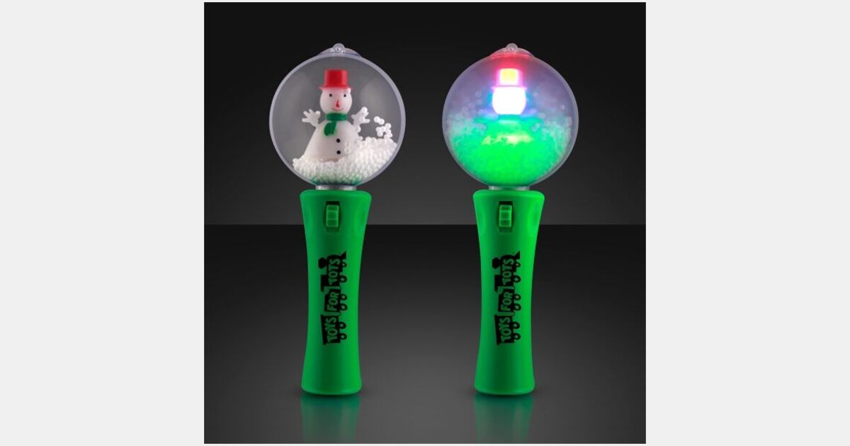 LED Spinning Snowman Light Wand with your logo | MiniThrowBalls.com