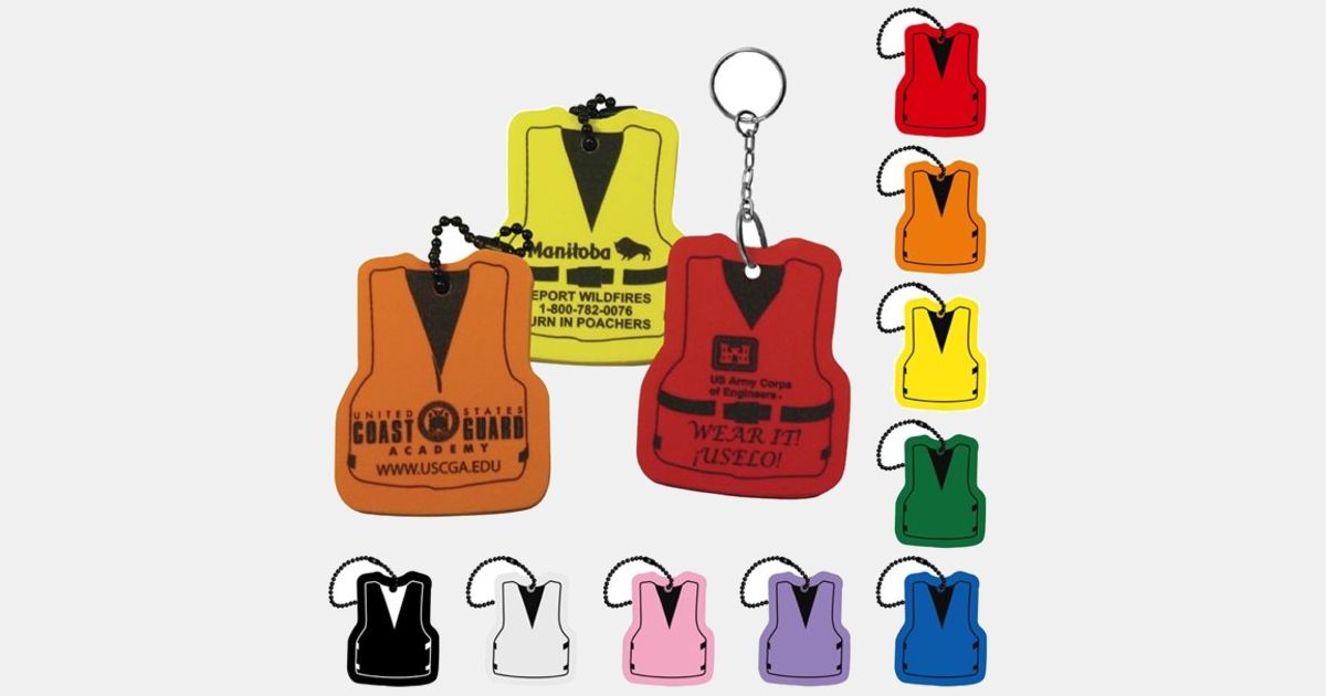 Life Vest Floating Key Tag with your logo | MiniThrowBalls.com
