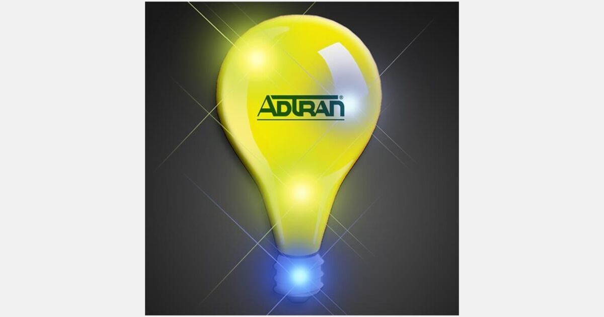Custom Printed Light Bulb Blinky Pins with your logo | MiniThrowBalls.com