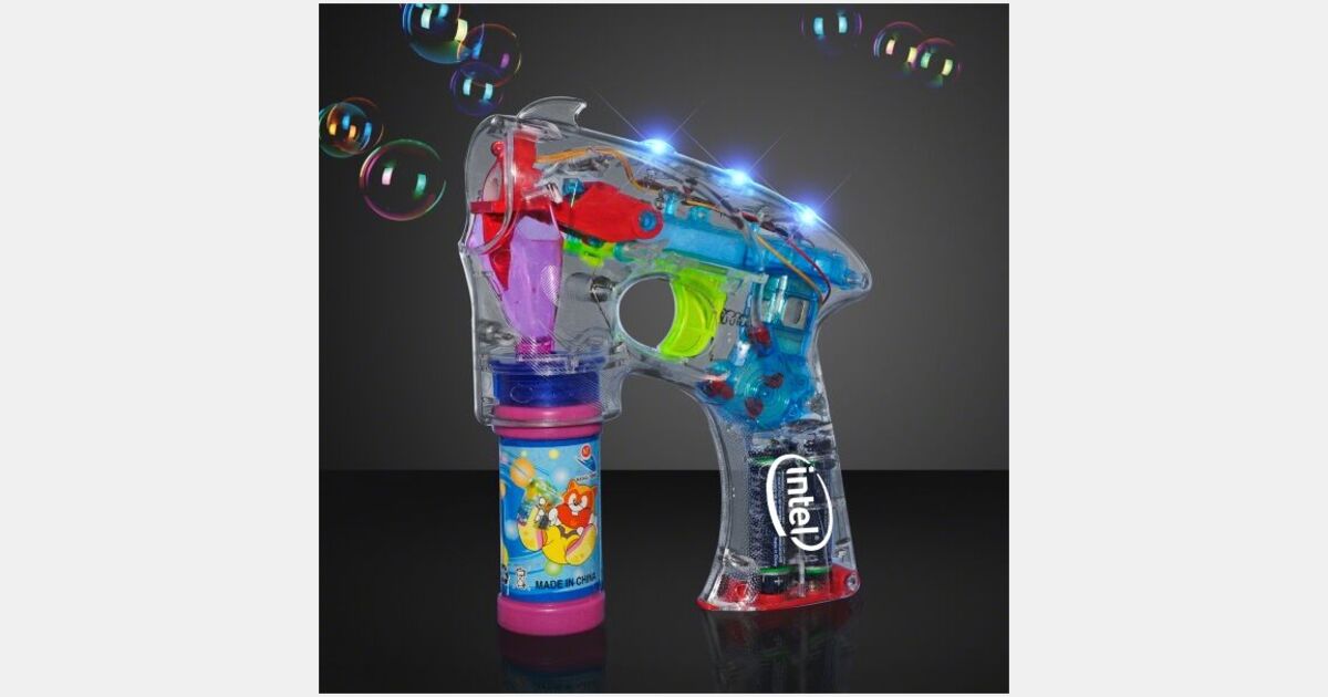 Light Up Bubble Gun with your logo | MiniThrowBalls.com