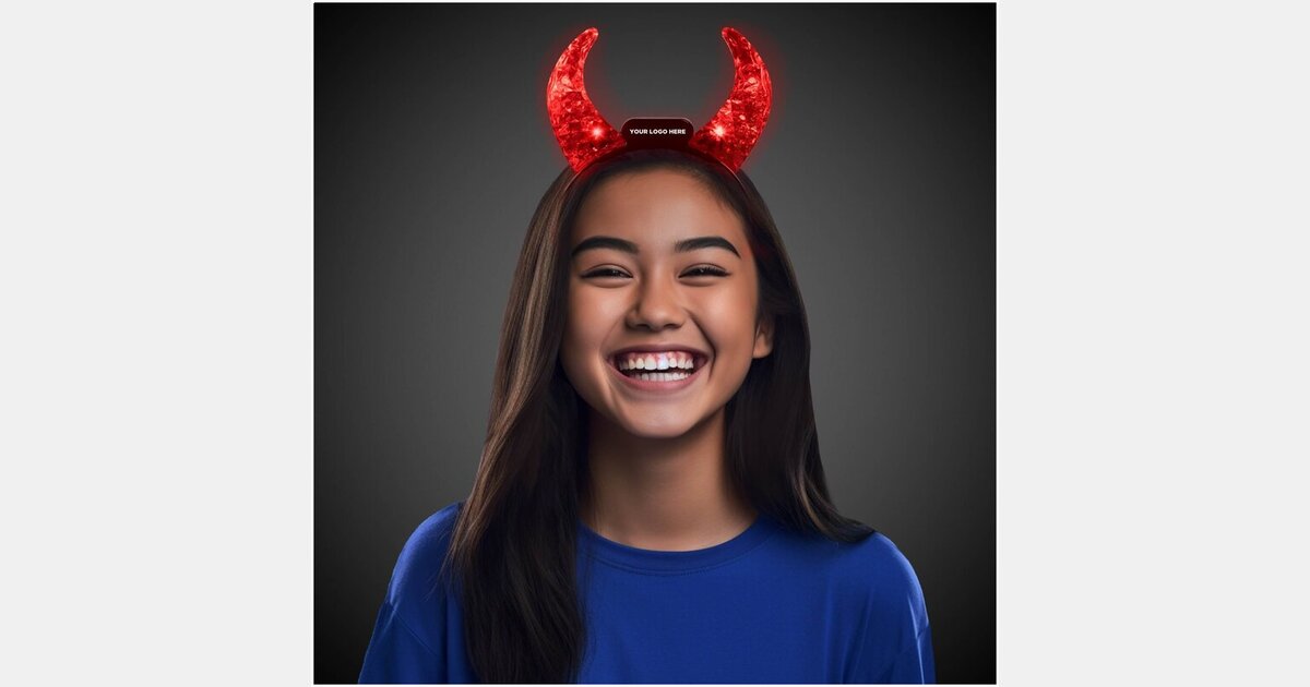 Light Up Crystal Devil Horns with your logo | MiniThrowBalls.com