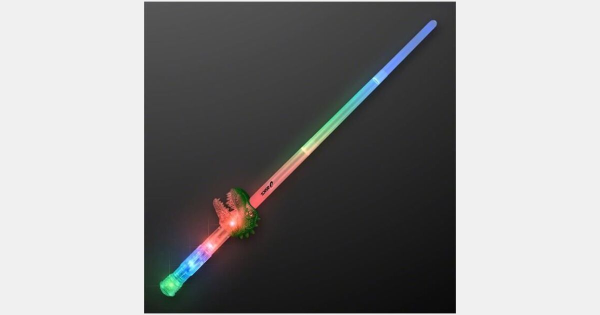 Light Up Dinosaur Expandable Sword Toy with your logo | MiniThrowBalls.com