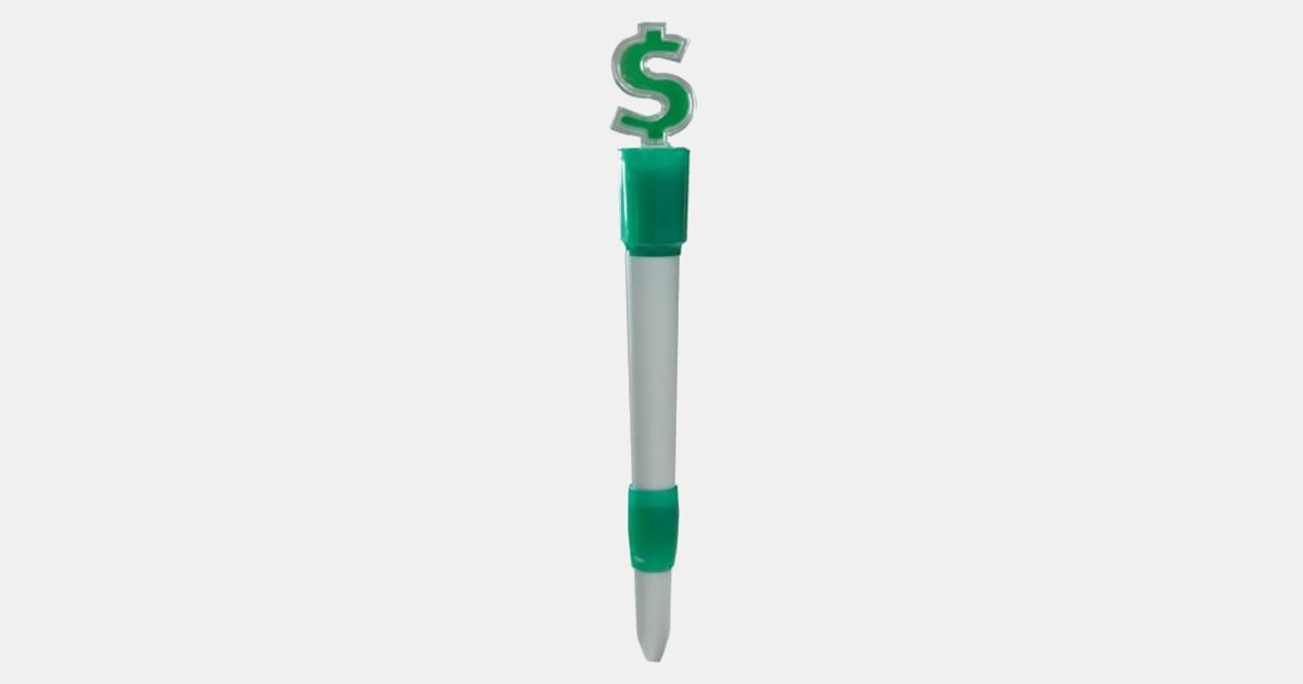 Promotional Light Up Dollar Sign Pen with your logo | MiniThrowBalls.com