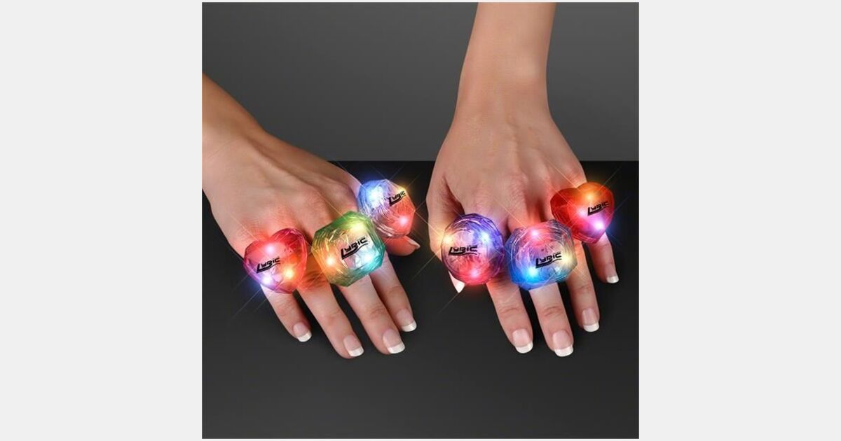 Light-up huge gem ring with your logo | MiniThrowBalls.com