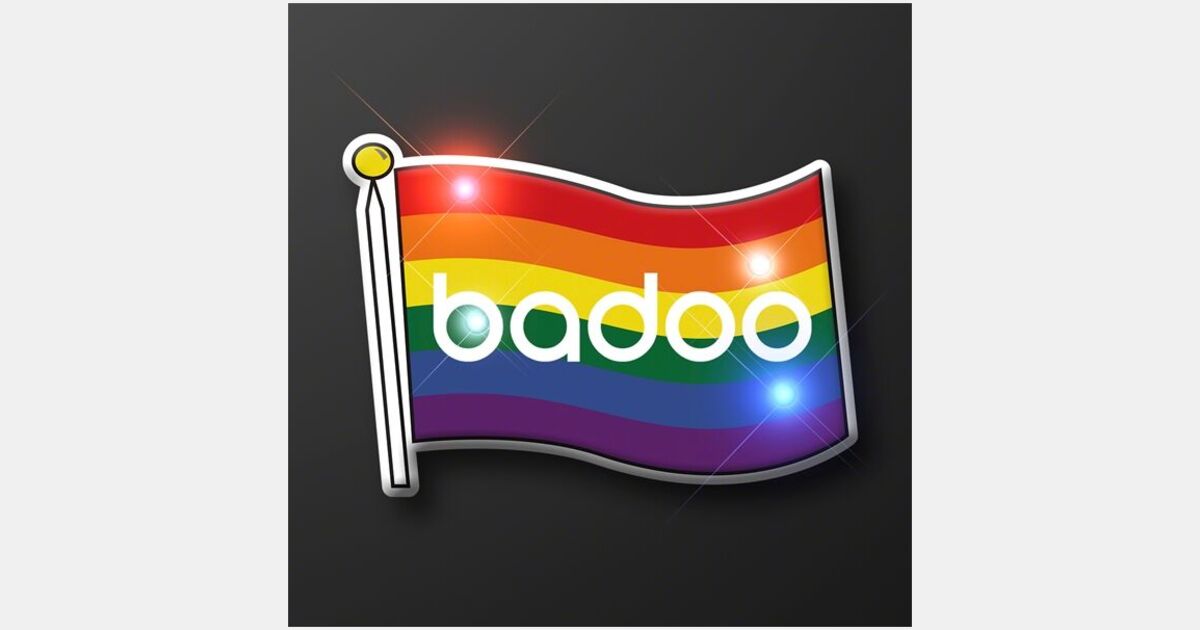 Light Up Rainbow Pride Flag Pins with your logo | MiniThrowBalls.com