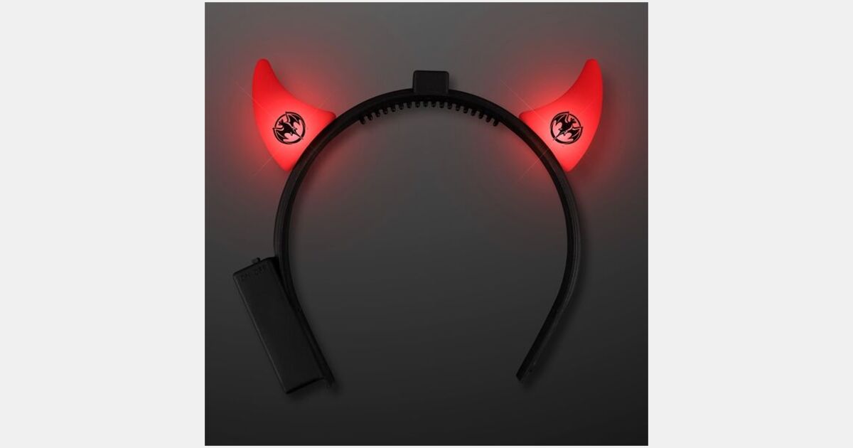 Custom Printed Light Up Red Devil Horns with your logo | MiniThrowBalls.com