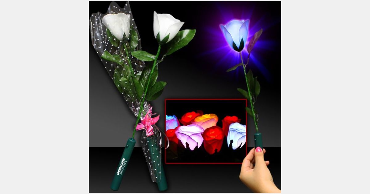 Personalized Light Up White Silk Rose Glow Flower with LED ...