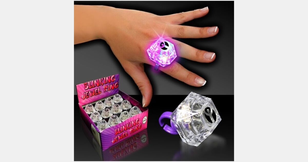 Lighted LED Glow Jewel Ring with your logo | MiniThrowBalls.com