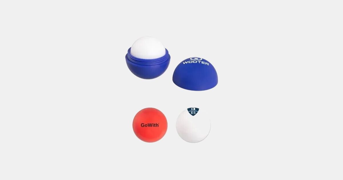 Custom Printed Lip Balm Ball with your logo | MiniThrowBalls.com