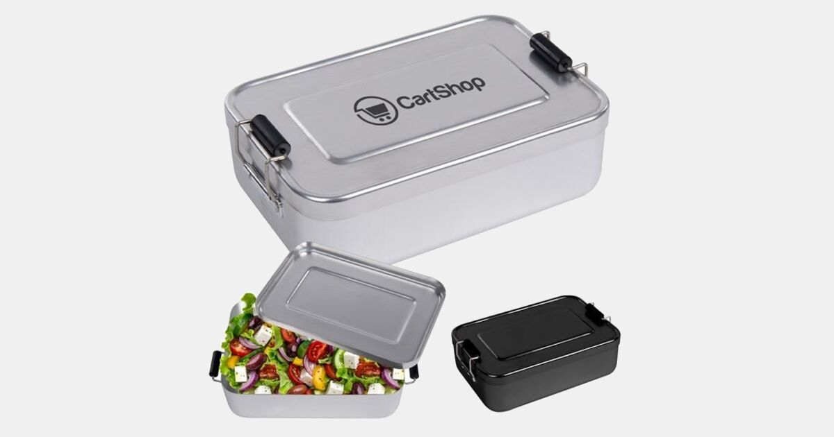 Grip Latch Aluminum Bento Box with your logo | MiniThrowBalls.com
