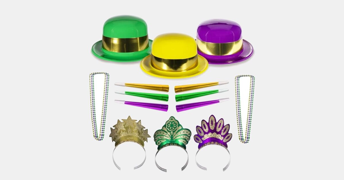 Mardi Gras Party Kit for 25 with your logo | MiniThrowBalls.com