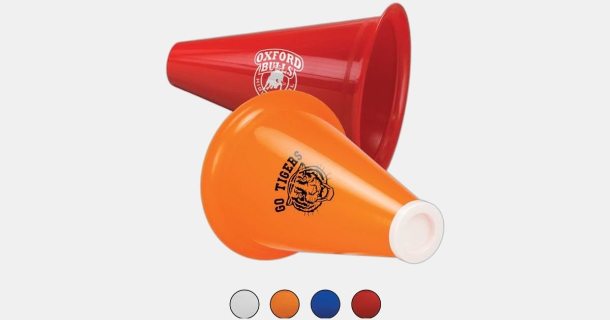 Megaphone With Popcorn Insert with your logo | MiniThrowBalls.com