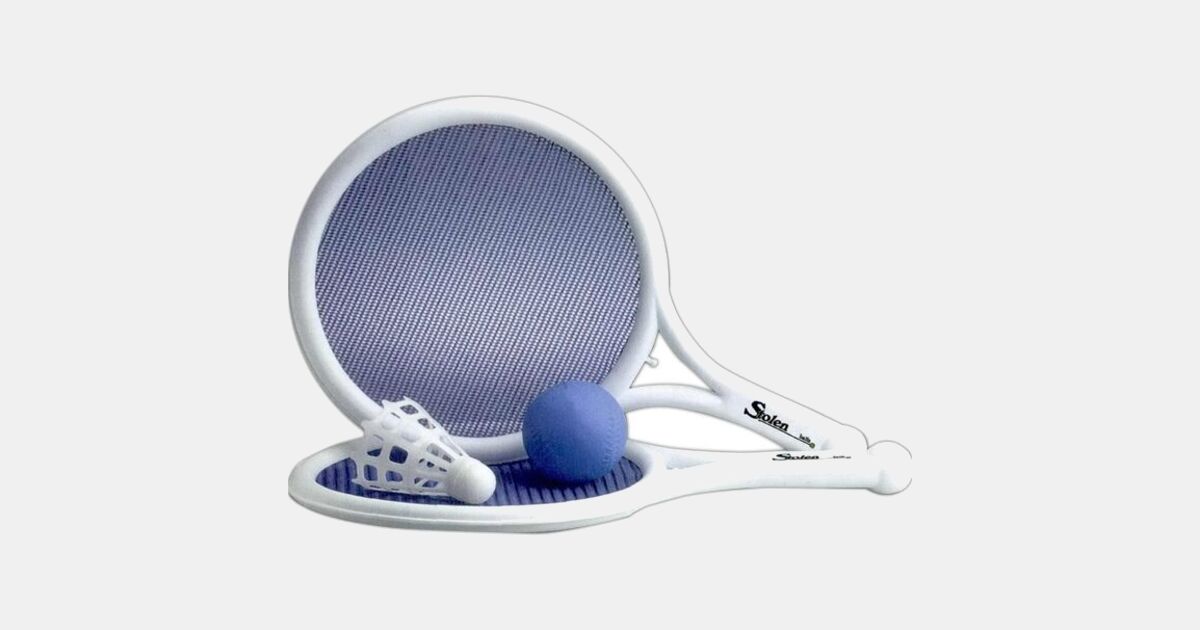 Mesh Paddle, Ball & Birdie Game with your logo | MiniThrowBalls.com