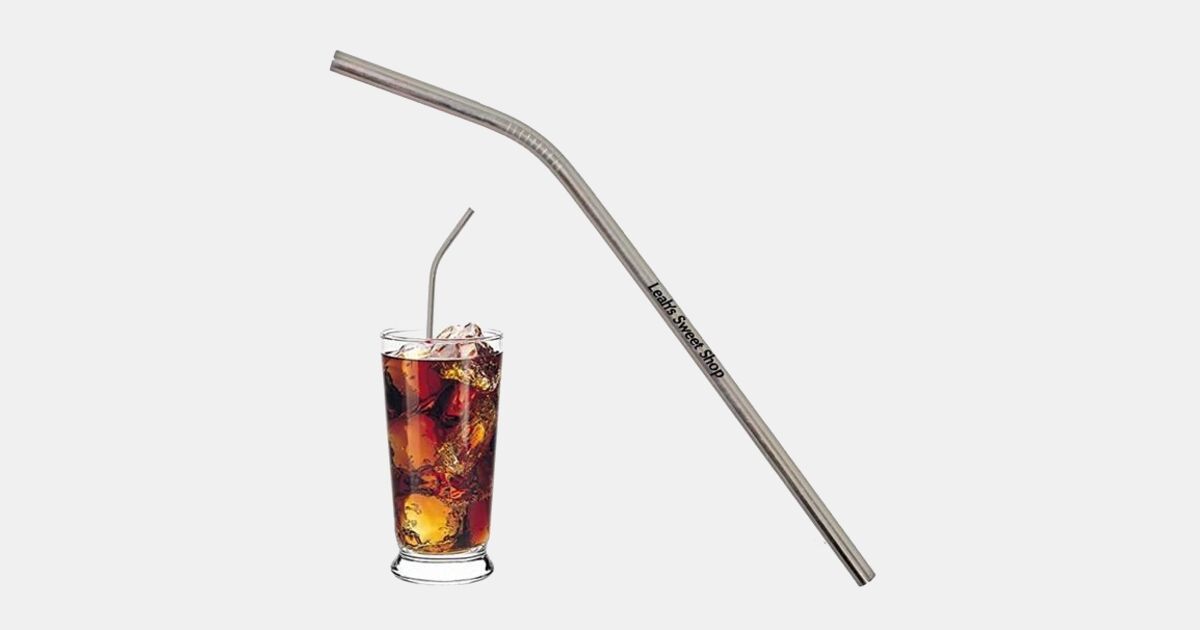 Metal Bent Silver Straw with your logo | MiniThrowBalls.com
