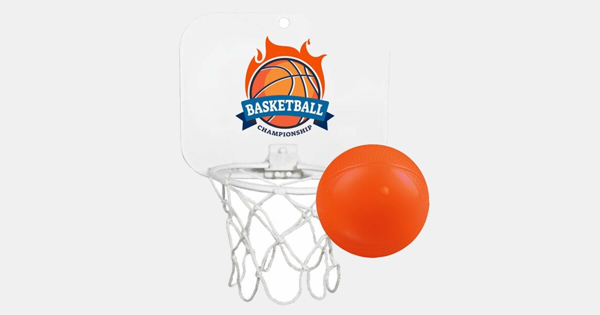 Mini Basketball Set With Imprinted Backboard Hoop with your logo ...