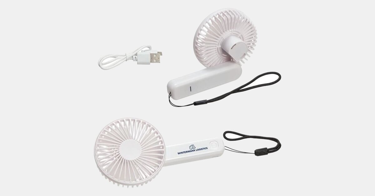 Mini Breeze Rechargeable Hand Fan with your logo | MiniThrowBalls.com