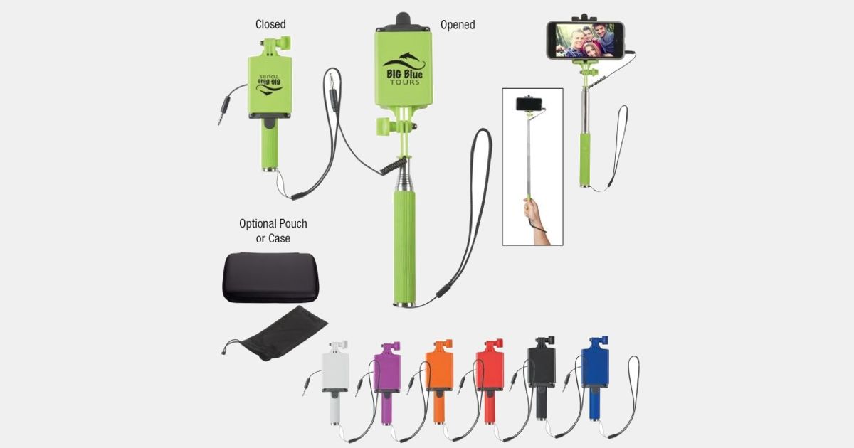 Custom Printed Mini Selfie Stick with your logo | MiniThrowBalls.com