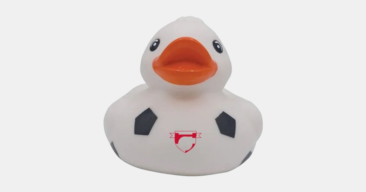 Mini Soccer Duck with your logo | MiniThrowBalls.com