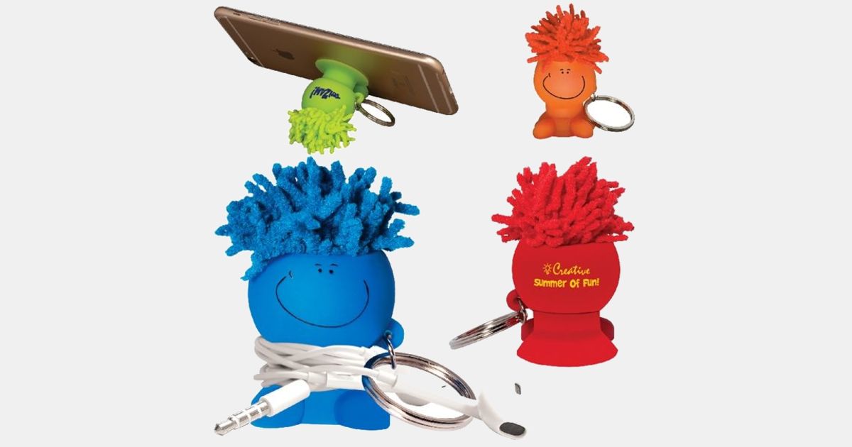 Custom Moptopper (TM) Mobile Stand Cord Winder Key Chain with your logo ...